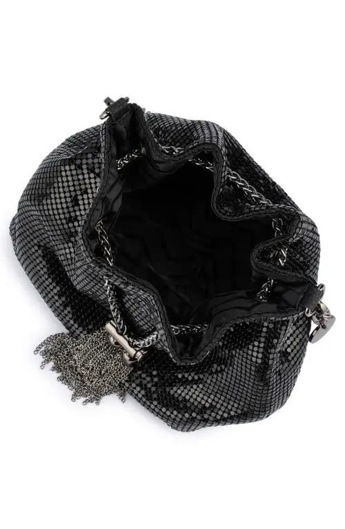 OLGA BERG Sylvia Mesh Drawstring Top Handle Bag - Black