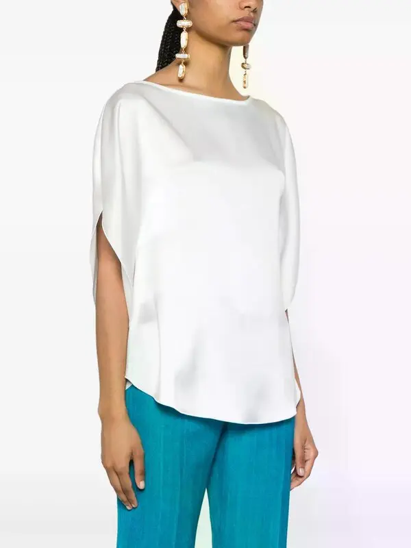 GIANLUCA CAPANNOLO Boat-neck Satin Blouse - White