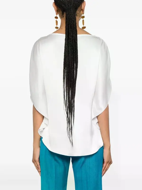 GIANLUCA CAPANNOLO Boat-neck Satin Blouse - White