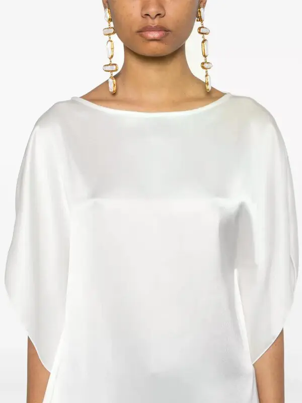 GIANLUCA CAPANNOLO Boat-neck Satin Blouse - White