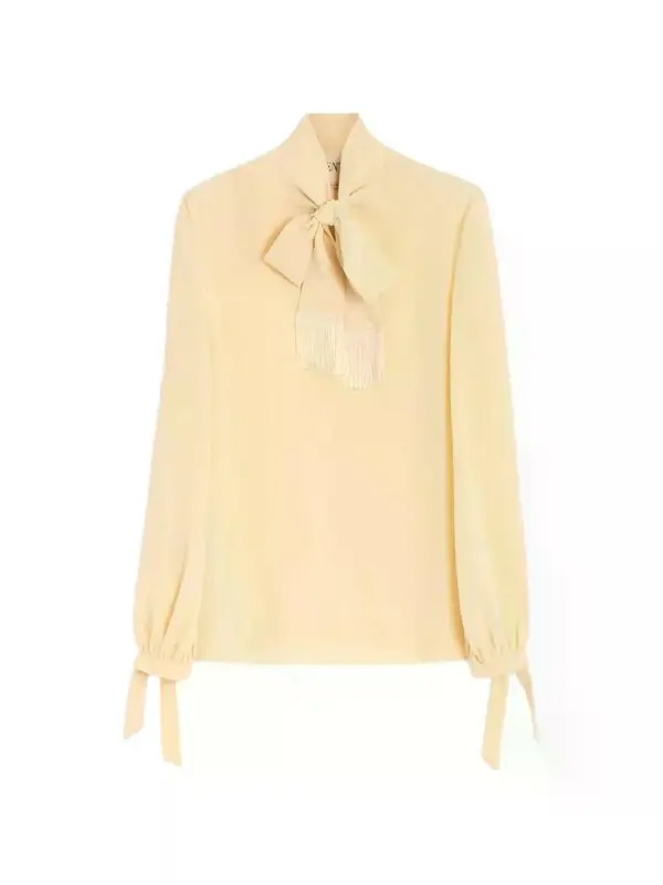 Valentino Garavani Crepe De Chine Shirt With Scarf Detail - Neutrals