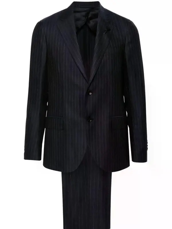 LARDINI Pinstriped Single-breasted Suit - Blue