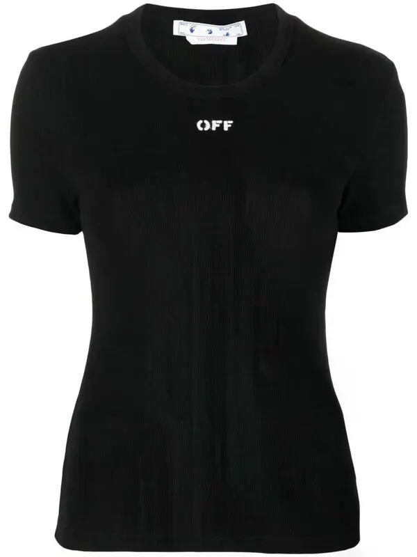 Off-White Logo-print Ribbed T-shirt - Black