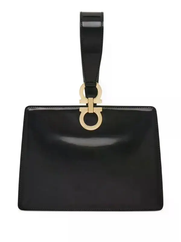 FERRAGAMO Geometric Leather Top Handle Bag - Black