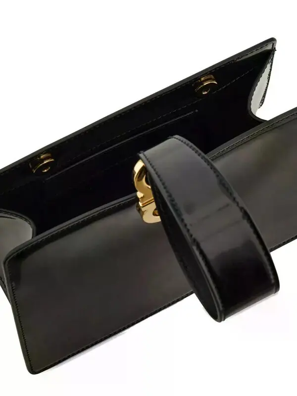 FERRAGAMO Geometric Leather Top Handle Bag - Black