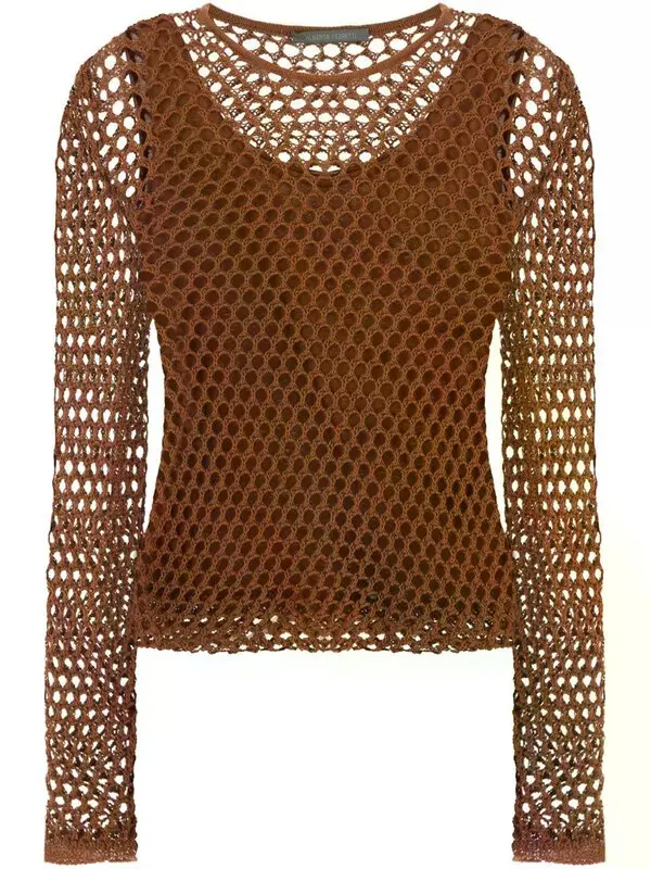 Alberta Ferretti Mesh Long-sleeve Top