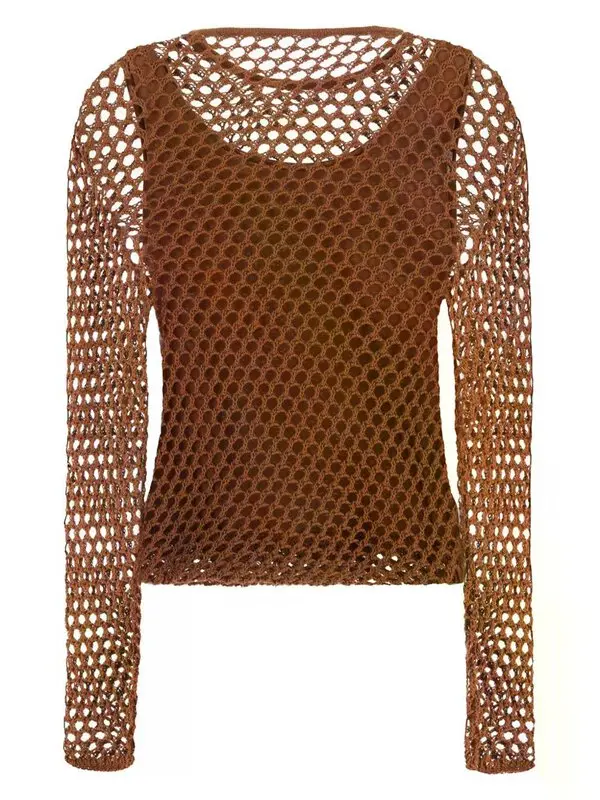 Alberta Ferretti Mesh Long-sleeve Top