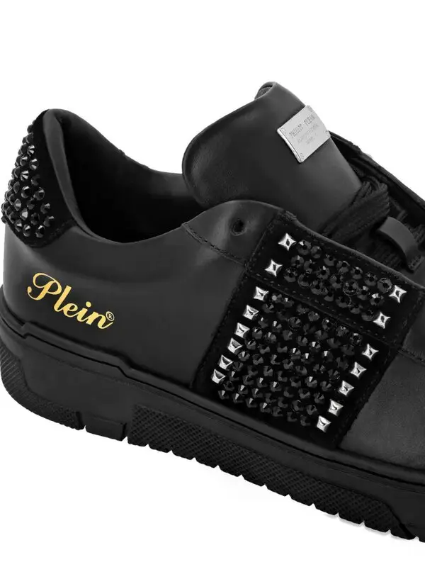 Philipp Plein Strass Studs Leather Sneakers - Black