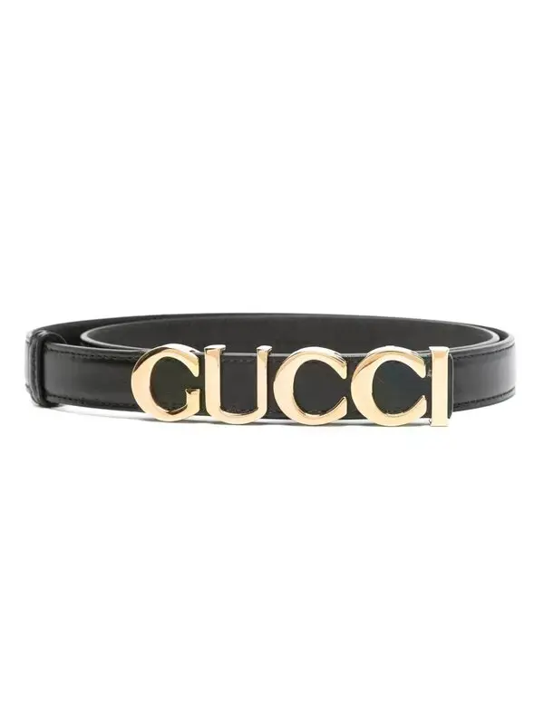 Gucci Logo-buckle Thin Belt - Black