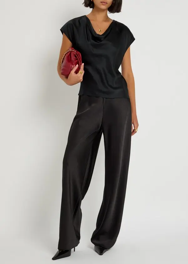 Vince Cowl-neck Silk Blouse - Black