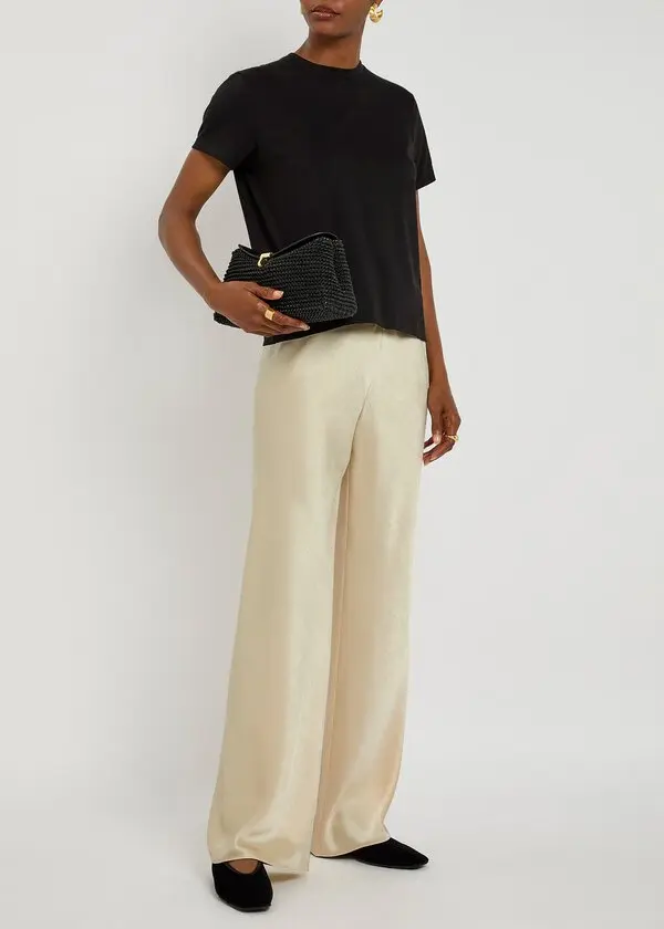 Vince Fluid Satin Bias Trousers - Ivory