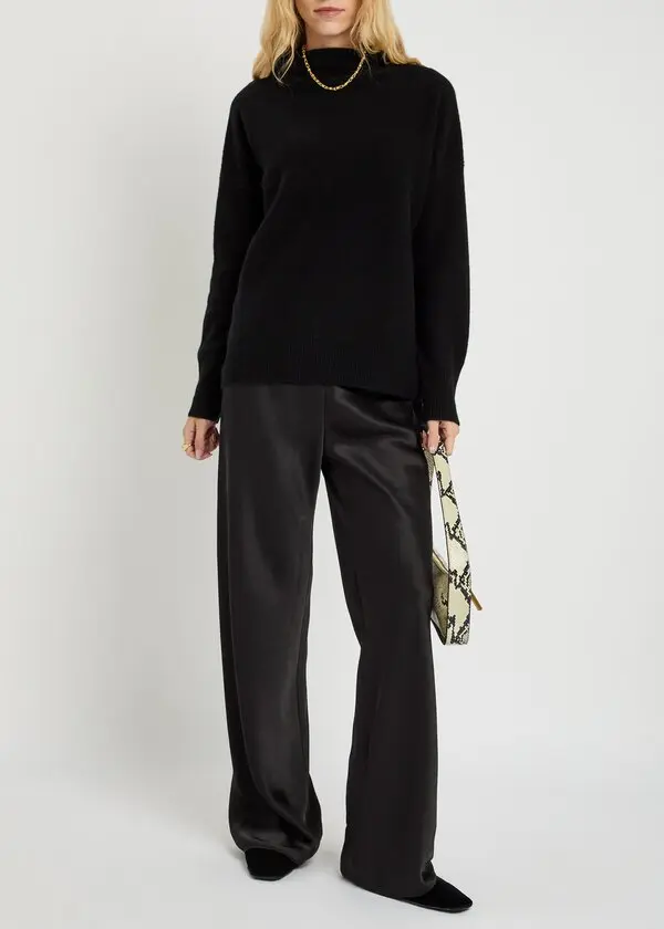Vince Fluid Satin Bias Trousers - Black
