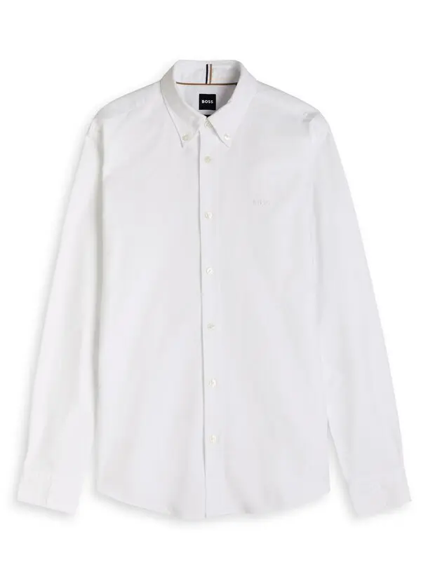 BOSS Logo-embroidered Cotton Shirt - White