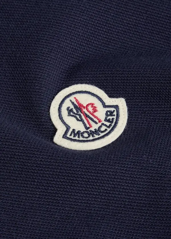 Moncler Piqué Cotton Polo Shirt - Navy