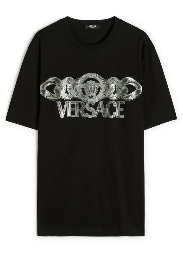 Versace Logo-printed Cotton T-shirt - Black