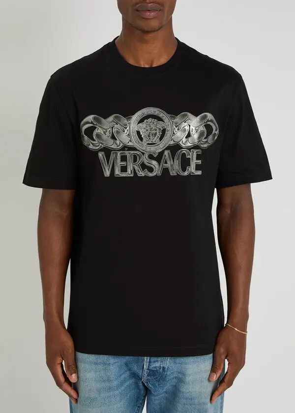 Versace Logo-printed Cotton T-shirt - Black