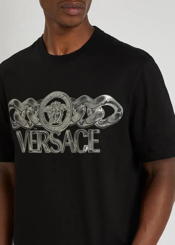 Versace Logo-printed Cotton T-shirt - Black