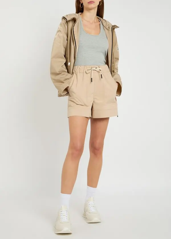 Moncler Logo Shell Shorts - Beige