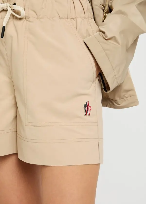 Moncler Logo Shell Shorts - Beige