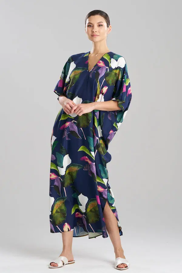 Natori Daido Printed Caftan - Black