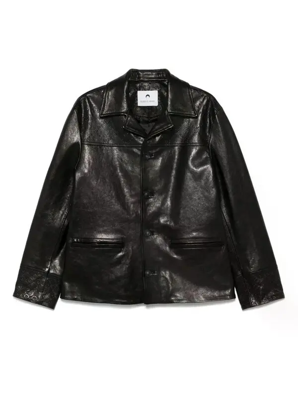 MARINE SERRE Moongram Embossed Leather Jacket