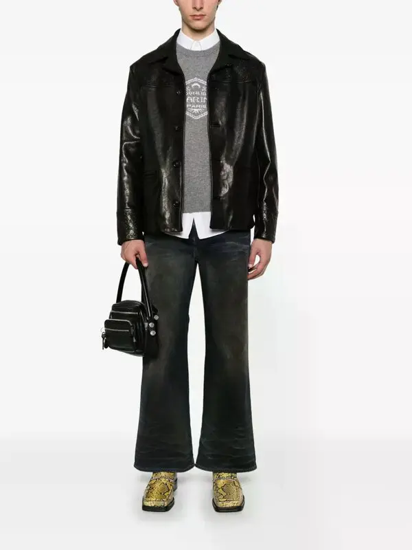 MARINE SERRE Moongram Embossed Leather Jacket