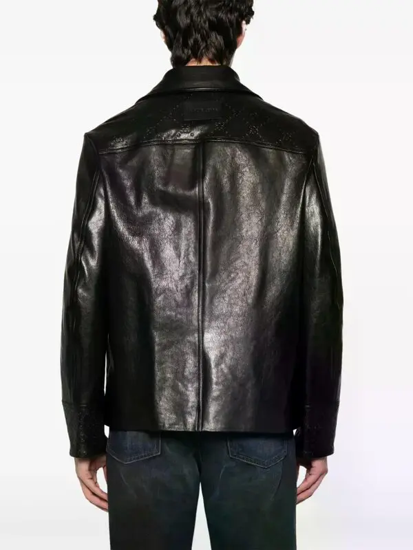 MARINE SERRE Moongram Embossed Leather Jacket