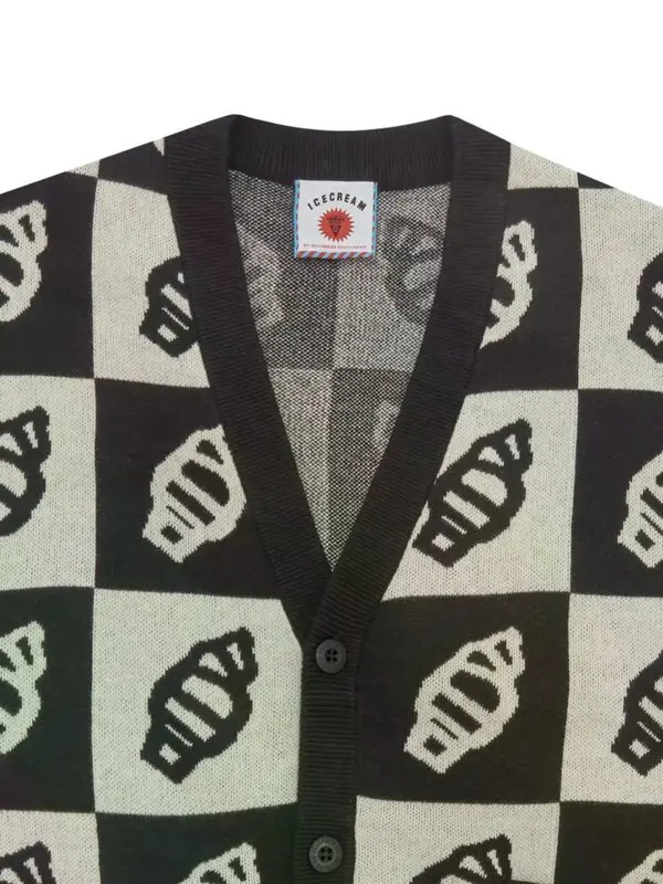 ICECREAM Leaf-motif Knitted Cardigan