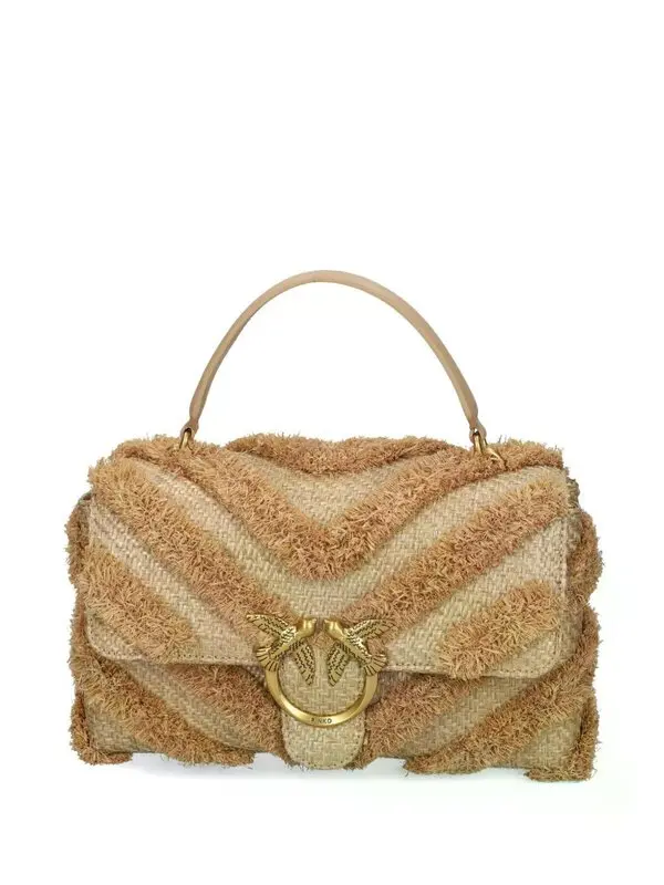Pinko Fringed Chevron Shoulder Bag - Neutrals