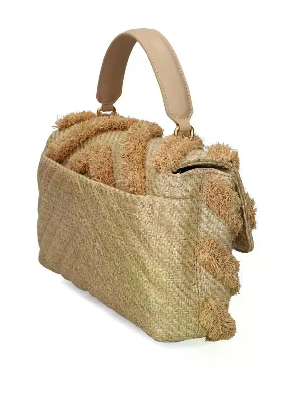 Pinko Fringed Chevron Shoulder Bag - Neutrals