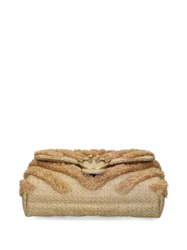 Pinko Fringed Chevron Shoulder Bag - Neutrals