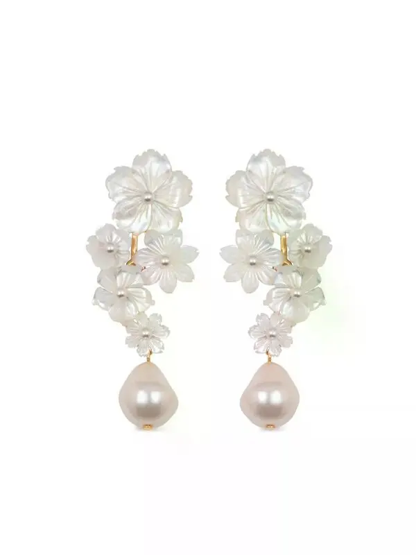 JENNIFER BEHR Makenzie Floral Drop Earrings - Neutrals