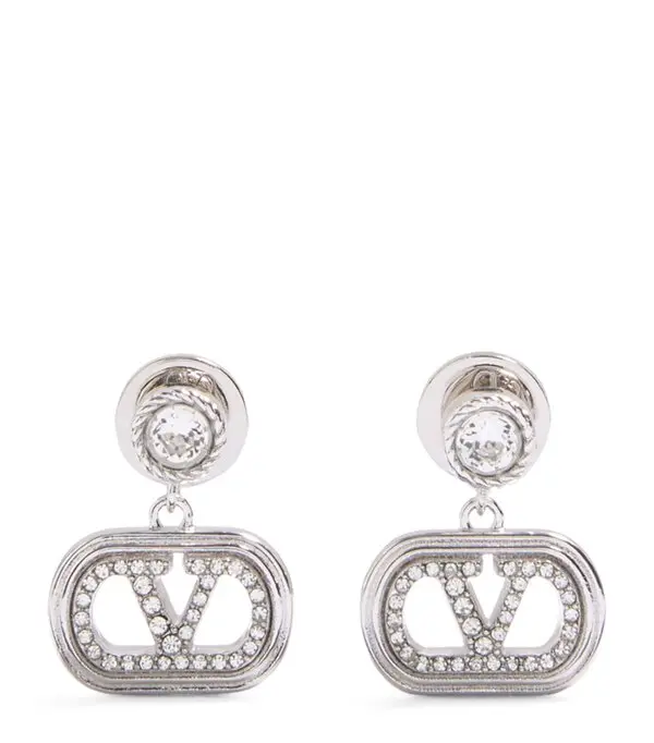 Valentino Garavani Vlogo Ovalette Dangle Earrings - Silver