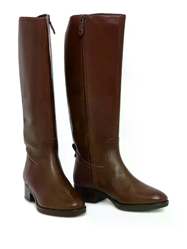 Geox Felicity Knee-high Leather Boots - Red