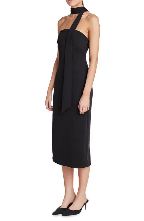 Endless Rose Choker Tie Sleeveless Midi Dress - Black