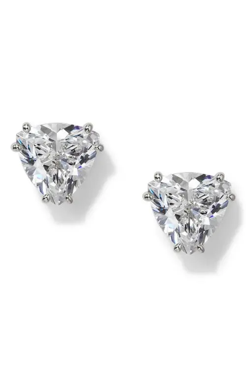 Nadri Luxor Trillion Cubic Zirconia Stud Earrings - Rhodium