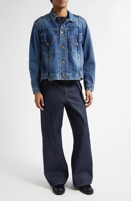 Sacai Levi'S Pleated Denim Jacket - Blue | Editorialist