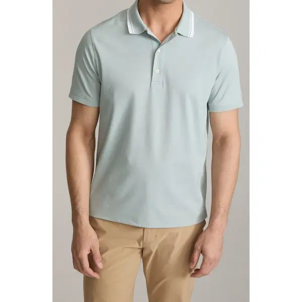 UNTUCKIT Day Tipped Cotton Blend Piqué Performance Polo - Light Green