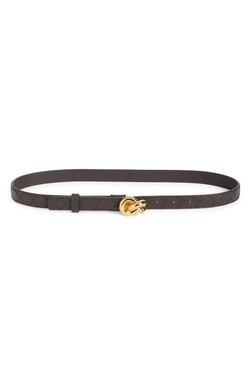 Bottega Veneta Andiamo Intrecciato Leather Belt - Fondant-m Brass