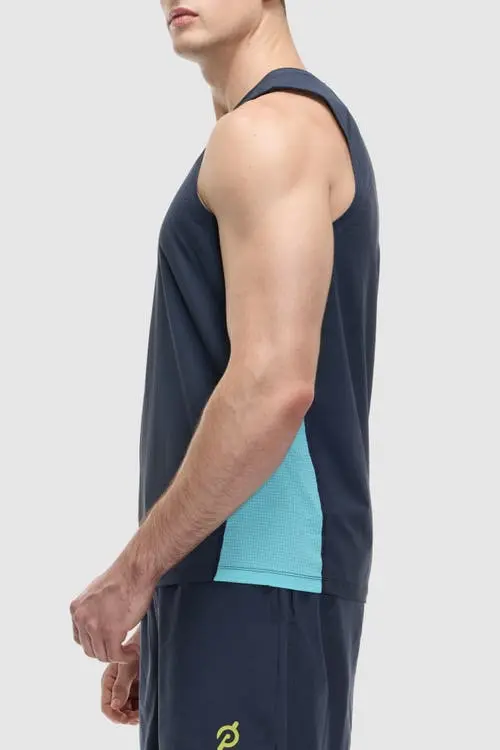 PELOTON Grid Jacquard Colorblock Tank Top - Blue Nights