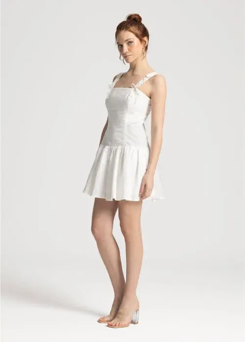 MONLICIA Milena Mini Linen Dress - White