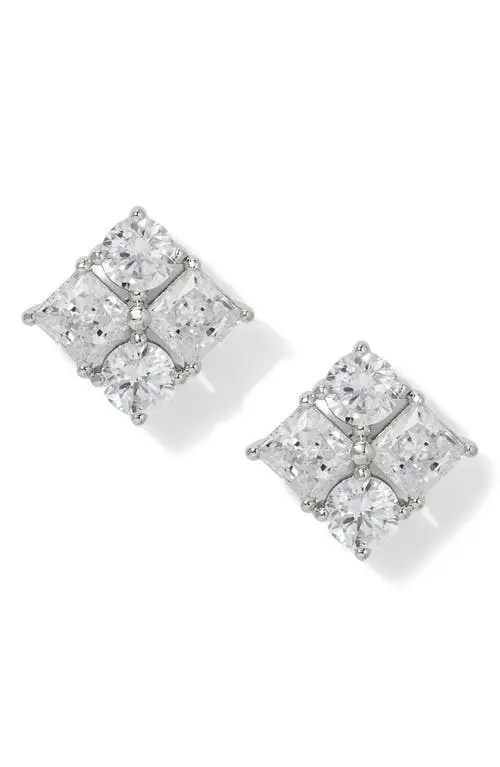Nadri Delphine Cubic Zirconia Cluster Stud Earrings - Rhodium