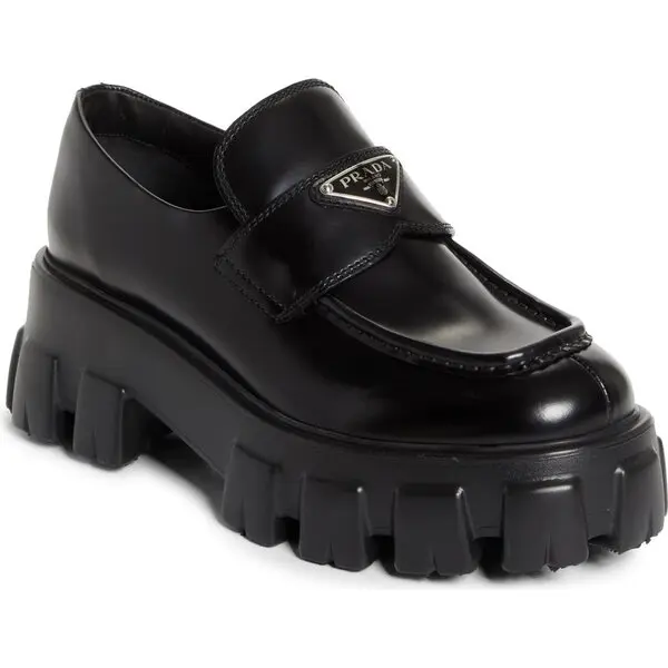 Prada Monolith Lug Sole Loafer - Nero