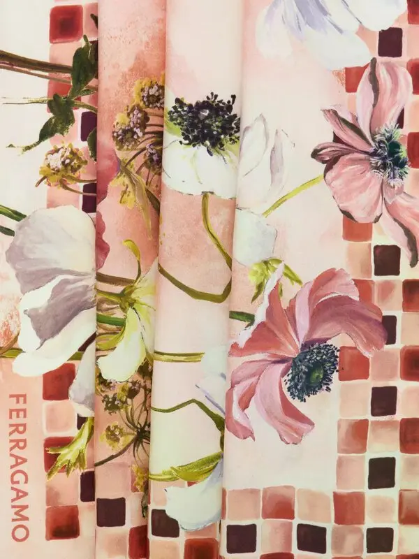 FERRAGAMO Floral-print Silk Scarf - Pink