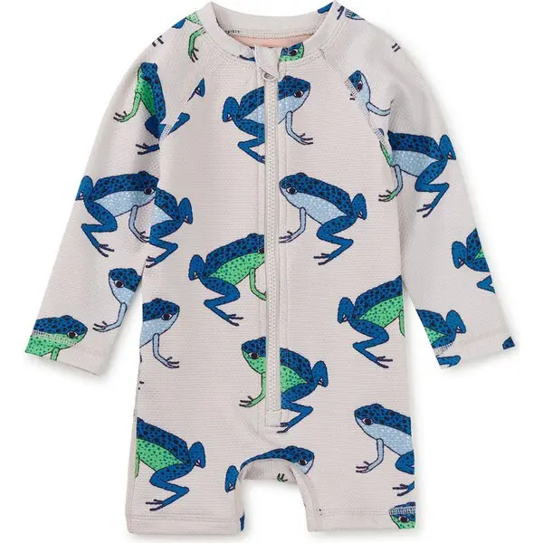 TEA COLLECTION Printed Rash Guard Baby Swimsuit - Blue Dart Frogs