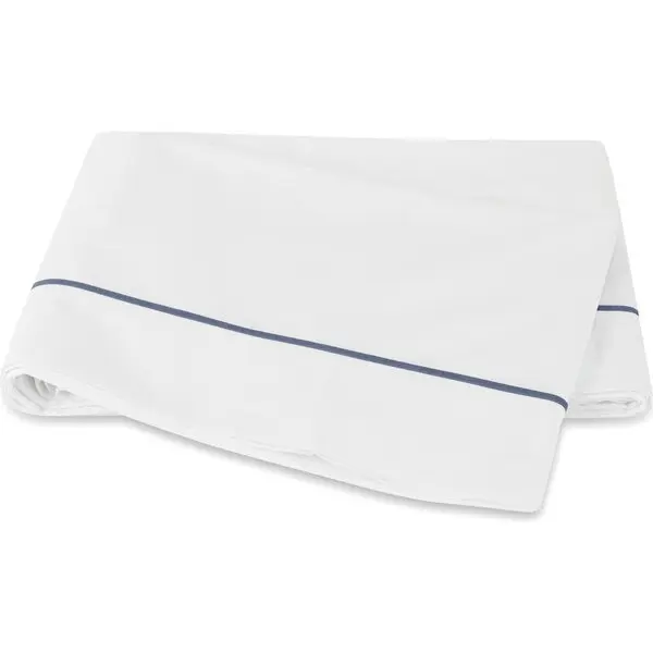 MATOUK Bergamo 500 Thread Count Cotton Percale Flat Sheet - Baltic