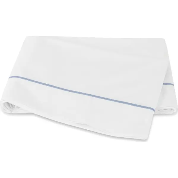 MATOUK Bergamo 500 Thread Count Cotton Percale Flat Sheet - Hazy Blue