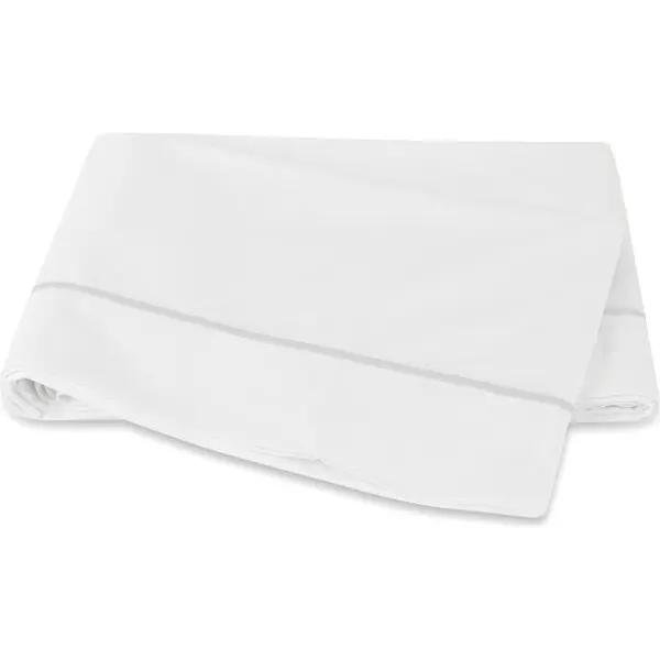 MATOUK Bergamo 500 Thread Count Cotton Percale Flat Sheet - Silver