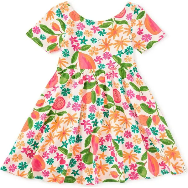TEA COLLECTION Twist Back Ballet Dress - Tropical Fruit Floral