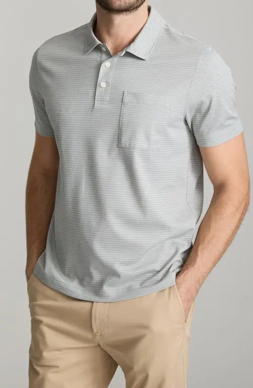 UNTUCKIT Gilbert Stripe Pocket Piqué Performance Polo - Grey